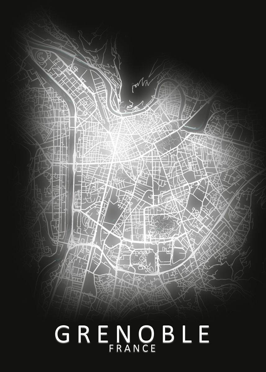 'Grenoble France City Map' Poster, picture, metal print, paint by City ...