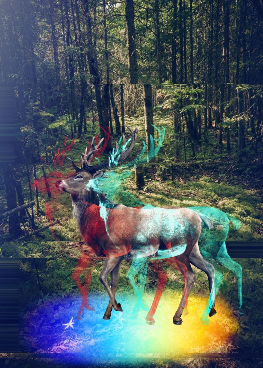 'Oh High Deer' Poster, picture, metal print, paint by GregPics | Displate