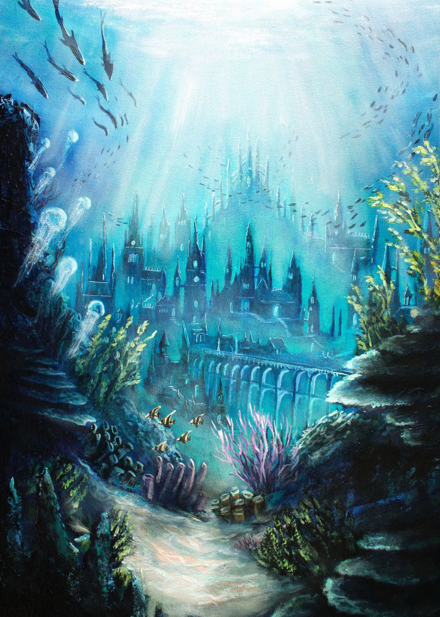 'Atlantis' Poster, picture, metal print, paint by Raffaela Cech | Displate