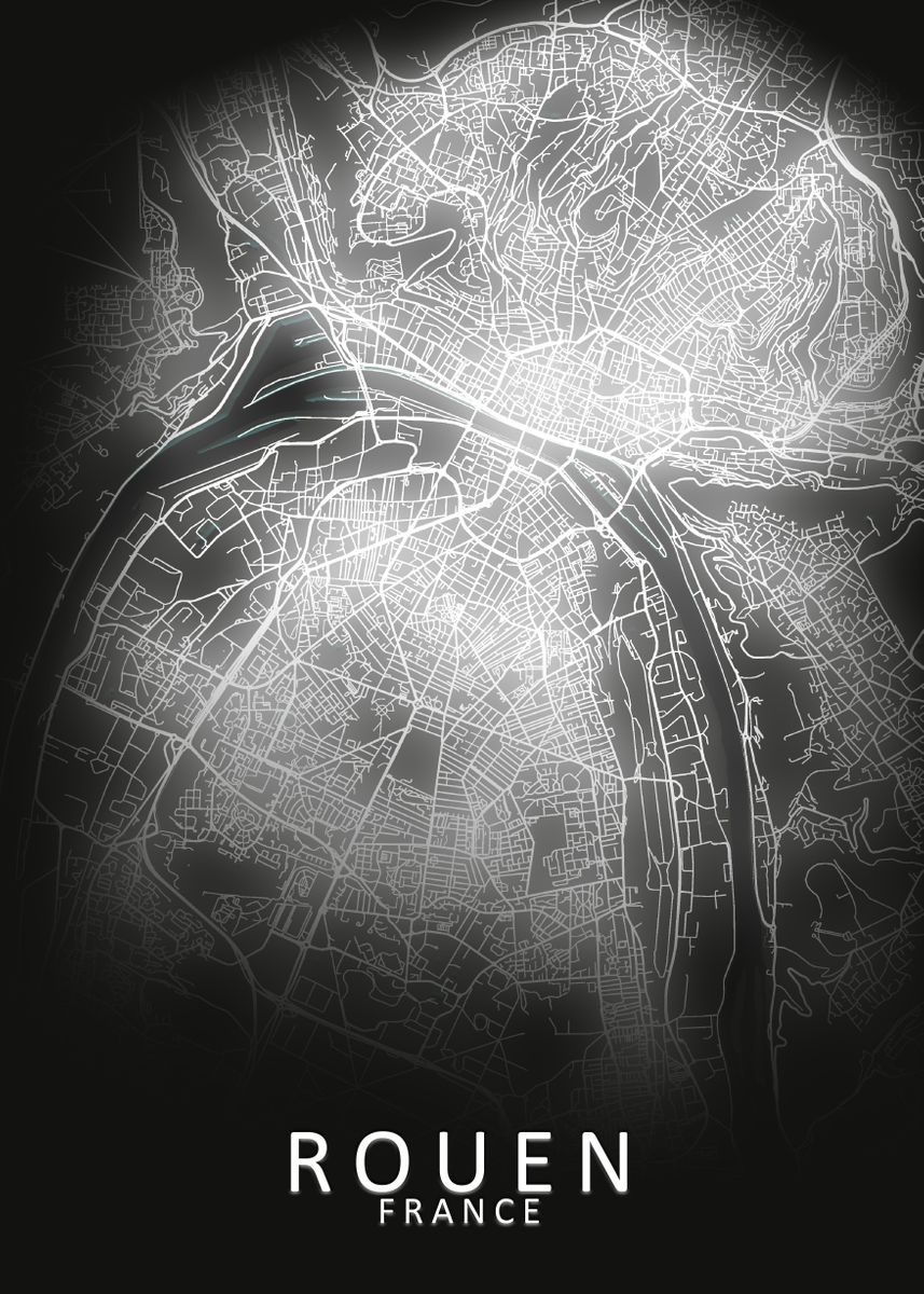 'Rouen France City Map' Poster, picture, metal print, paint by City Map ...