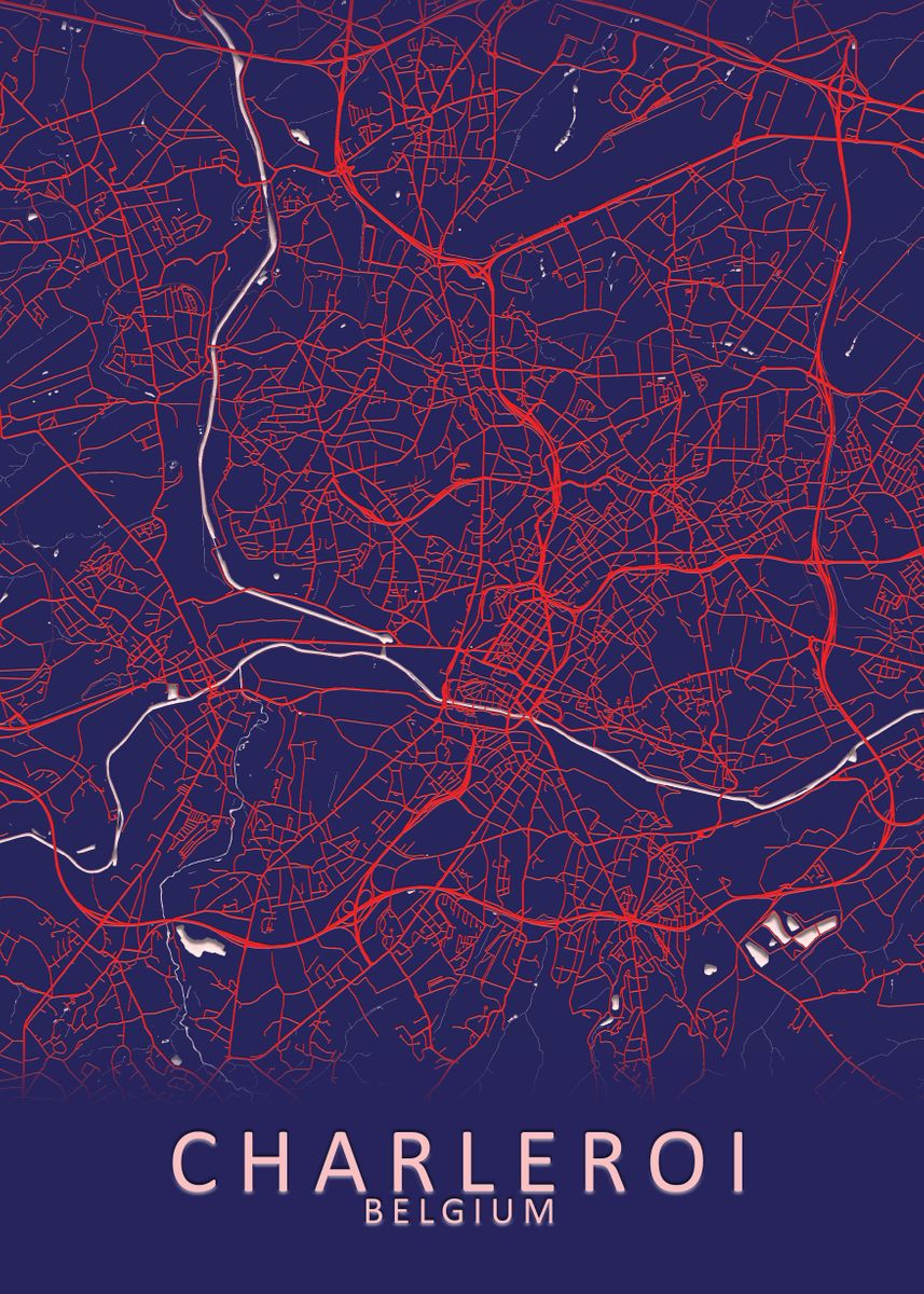 'Charleroi Belgium City Map' Poster by City Map Art Prints | Displate