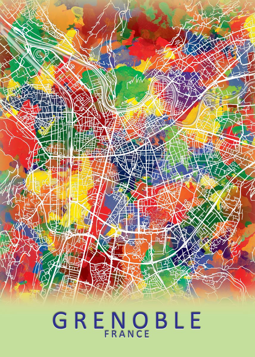 'Grenoble France City Map' Poster by City Map Art Prints | Displate