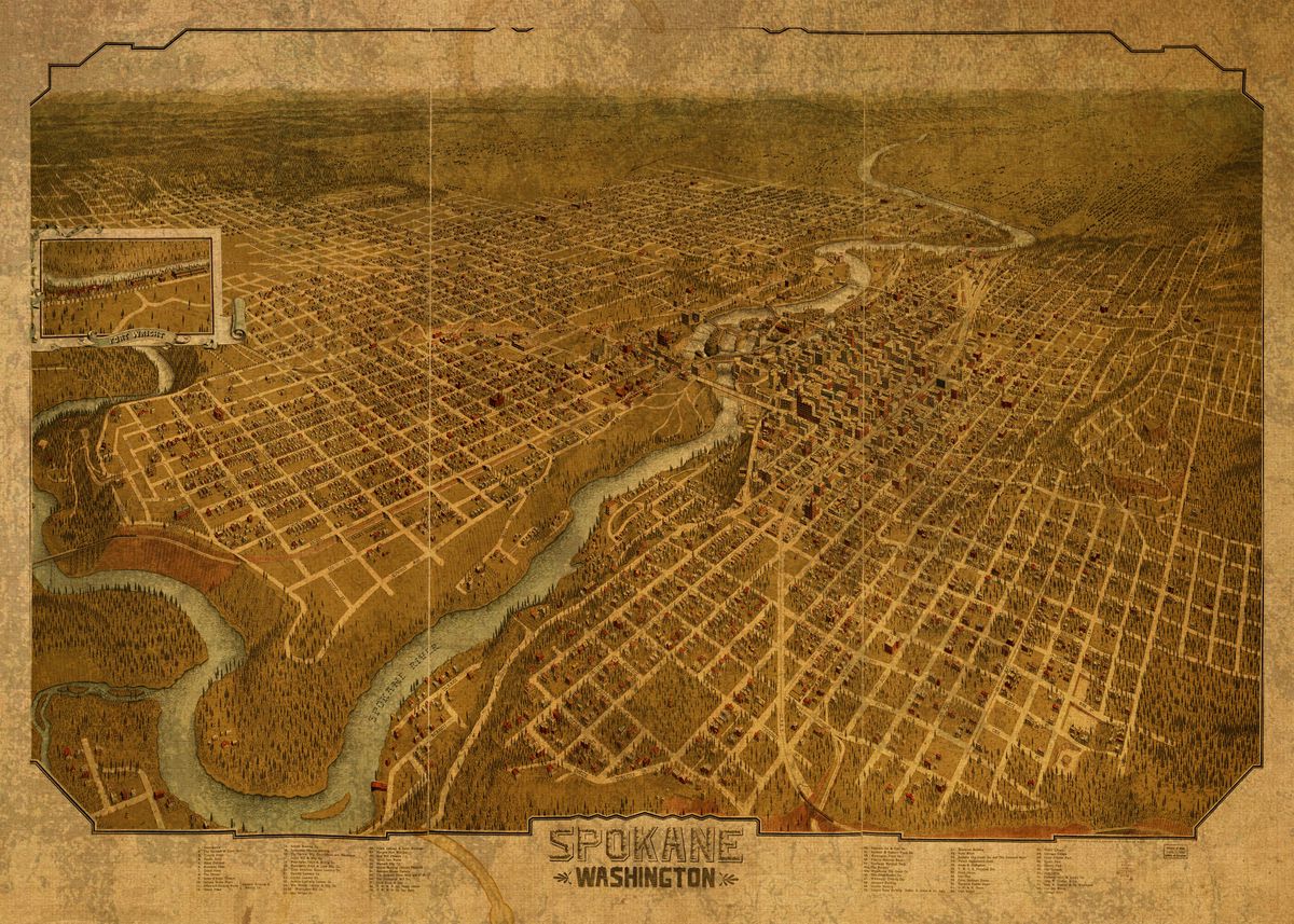 'Spokane City Map 1905' Poster by Design Turnpike | Displate