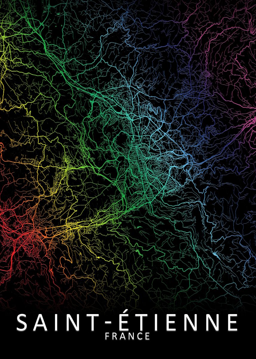 'Saint Etienne France City ' Poster by City Map Art Prints | Displate