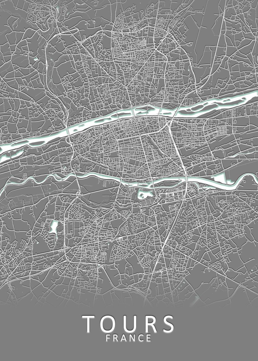 'Tours France City Map' Poster by City Map Art Prints | Displate