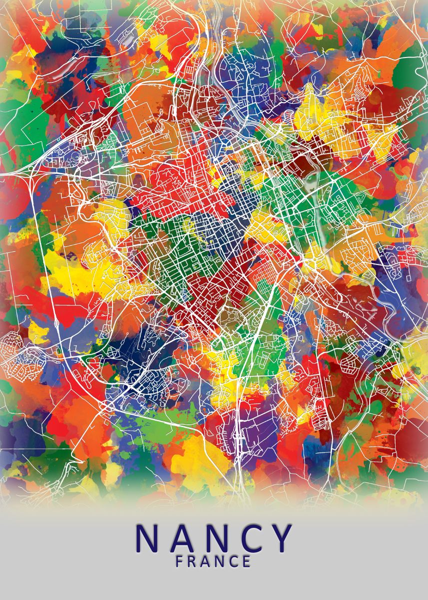 'Nancy France City Map' Poster, picture, metal print, paint by City Map ...
