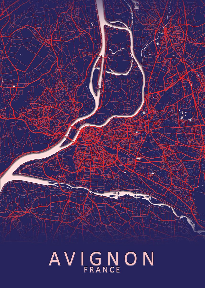 'Avignon France City Map' Poster, picture, metal print, paint by City ...