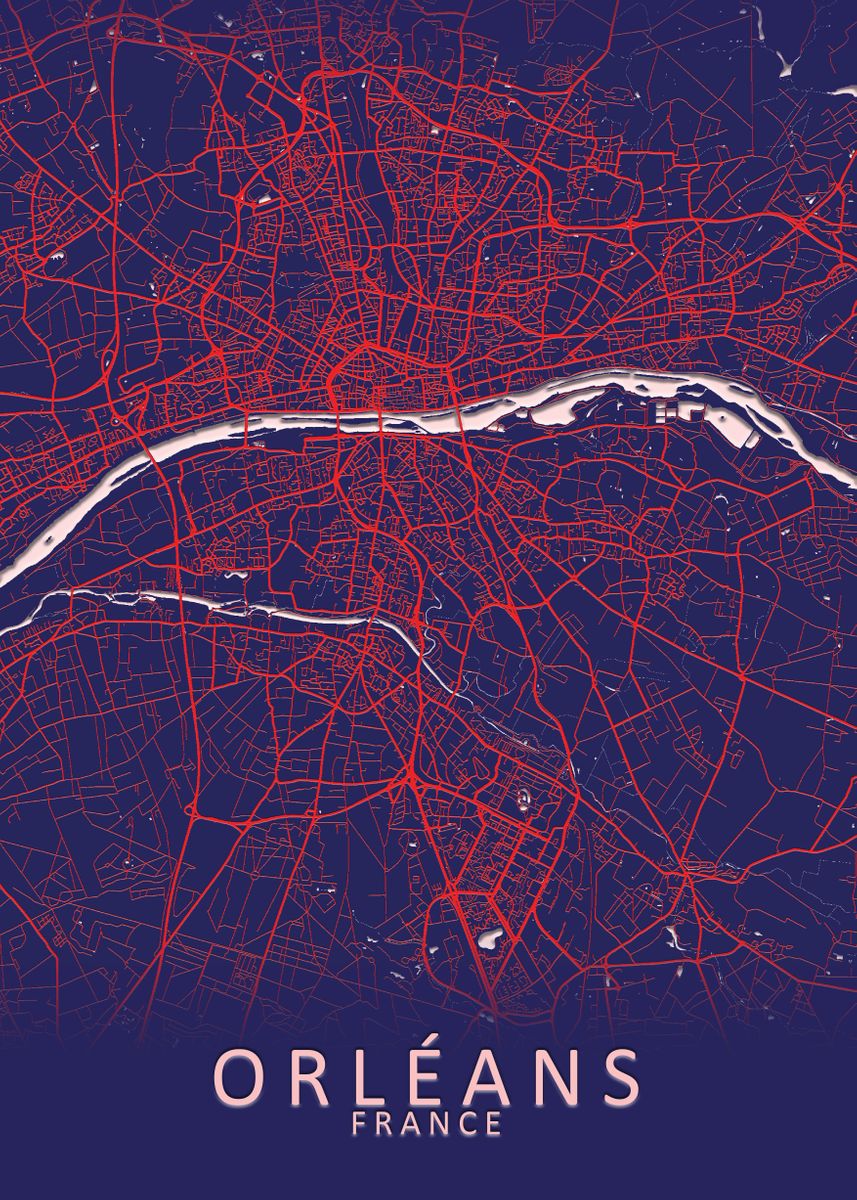'Orleans France City Map' Poster by City Map Art Prints | Displate