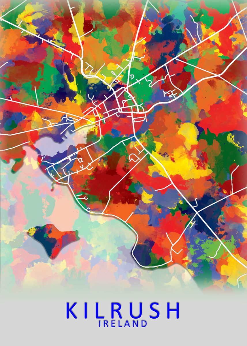 'Kilrush Ireland City Map' Poster, picture, metal print, paint by City ...