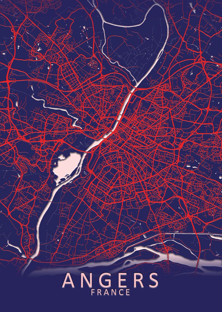 'Angers France City Map' Poster by City Map Art Prints | Displate