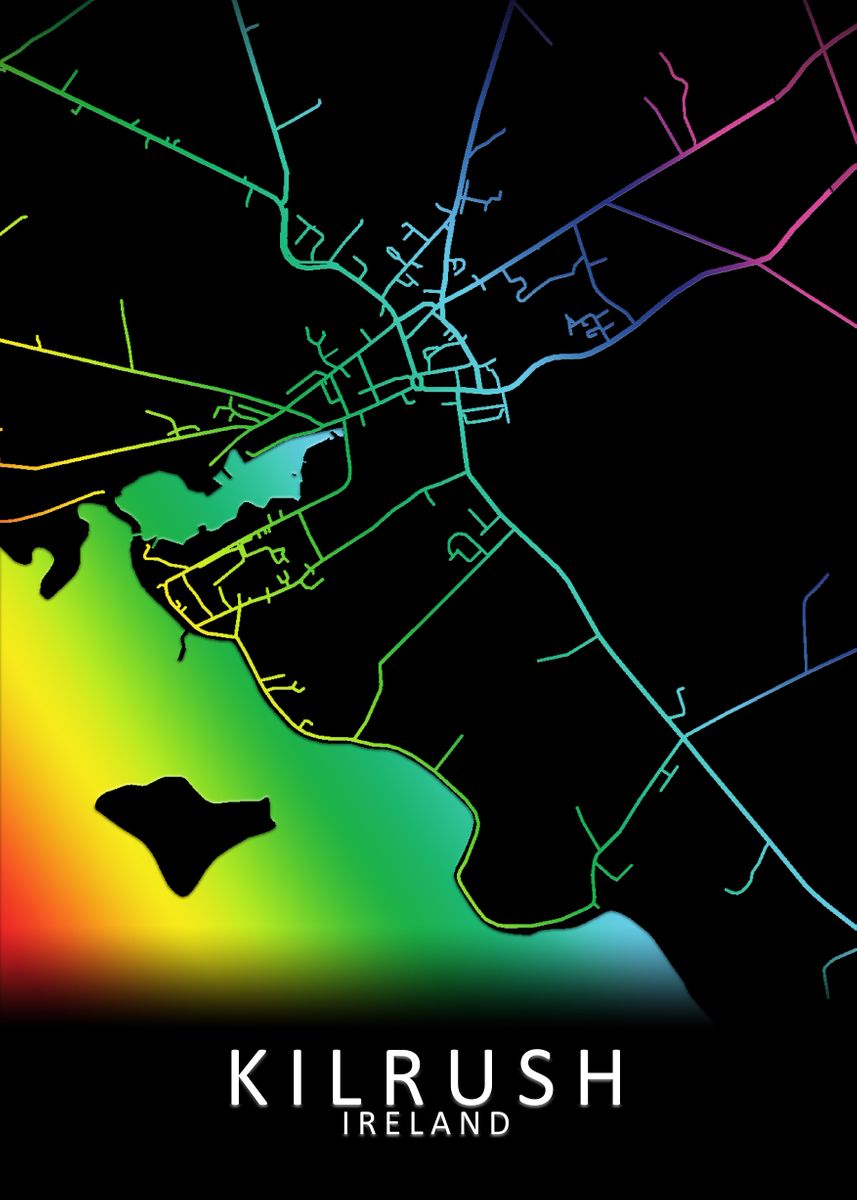 'Kilrush Ireland City Map' Poster, picture, metal print, paint by City ...