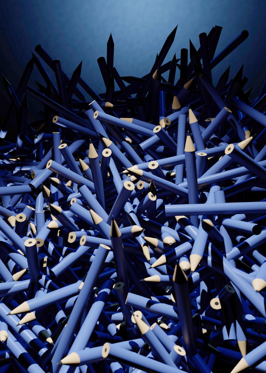 'crayons blue right' Poster, picture, metal print, paint by Daniel ...