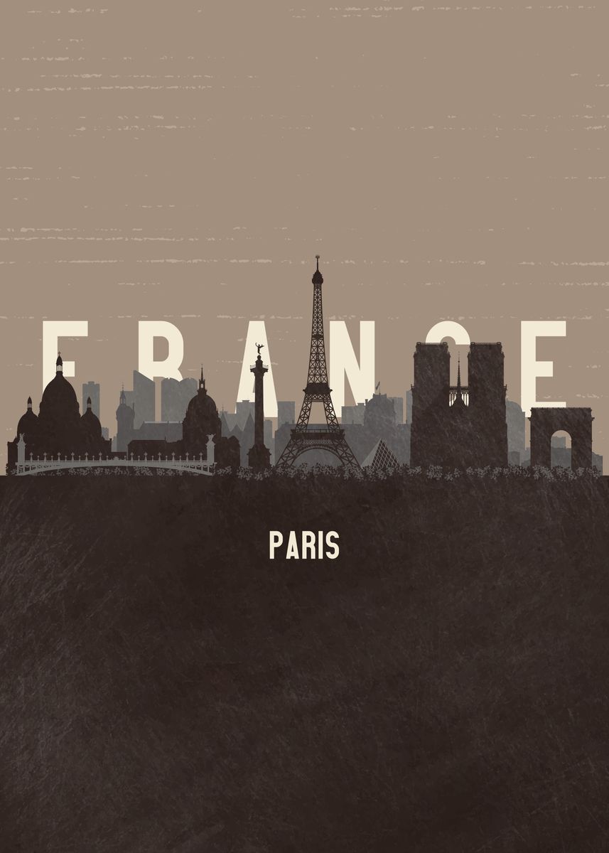'Paris France' Poster, picture, metal print, paint by Iwoko | Displate