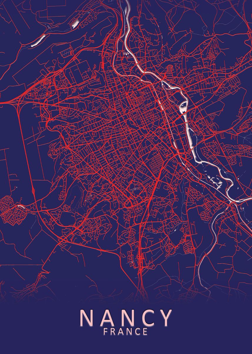 'Nancy France City Map' Poster by City Map Art Prints | Displate