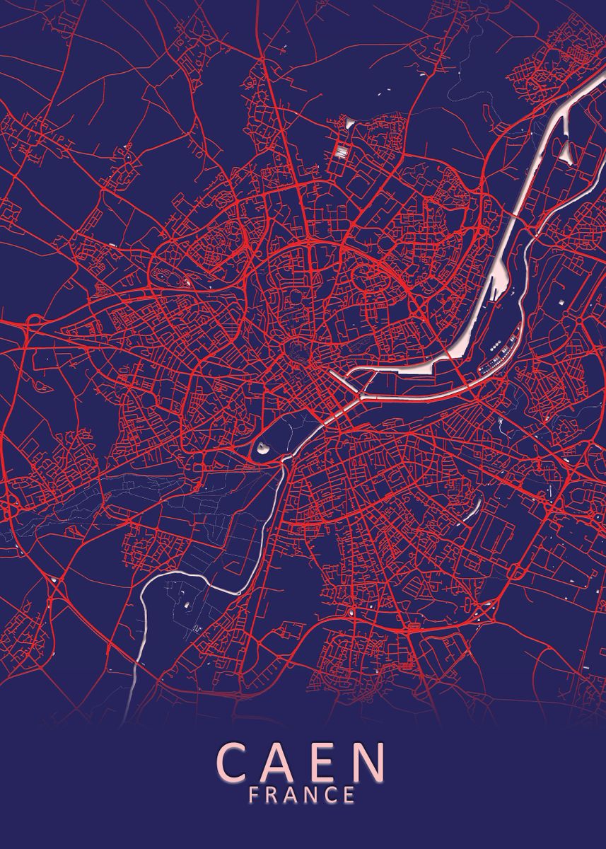 'Caen France City Map' Poster by City Map Art Prints | Displate