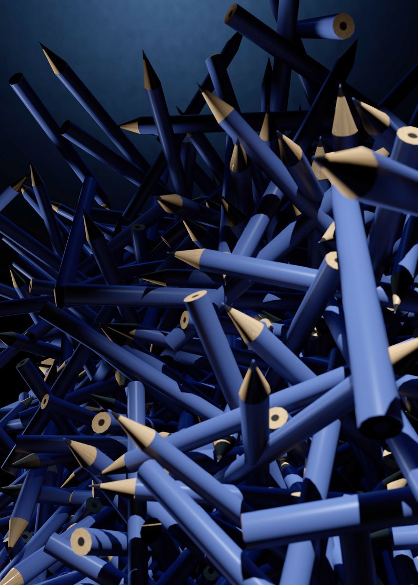 'crayons blue right' Poster by Daniel Topic | Displate