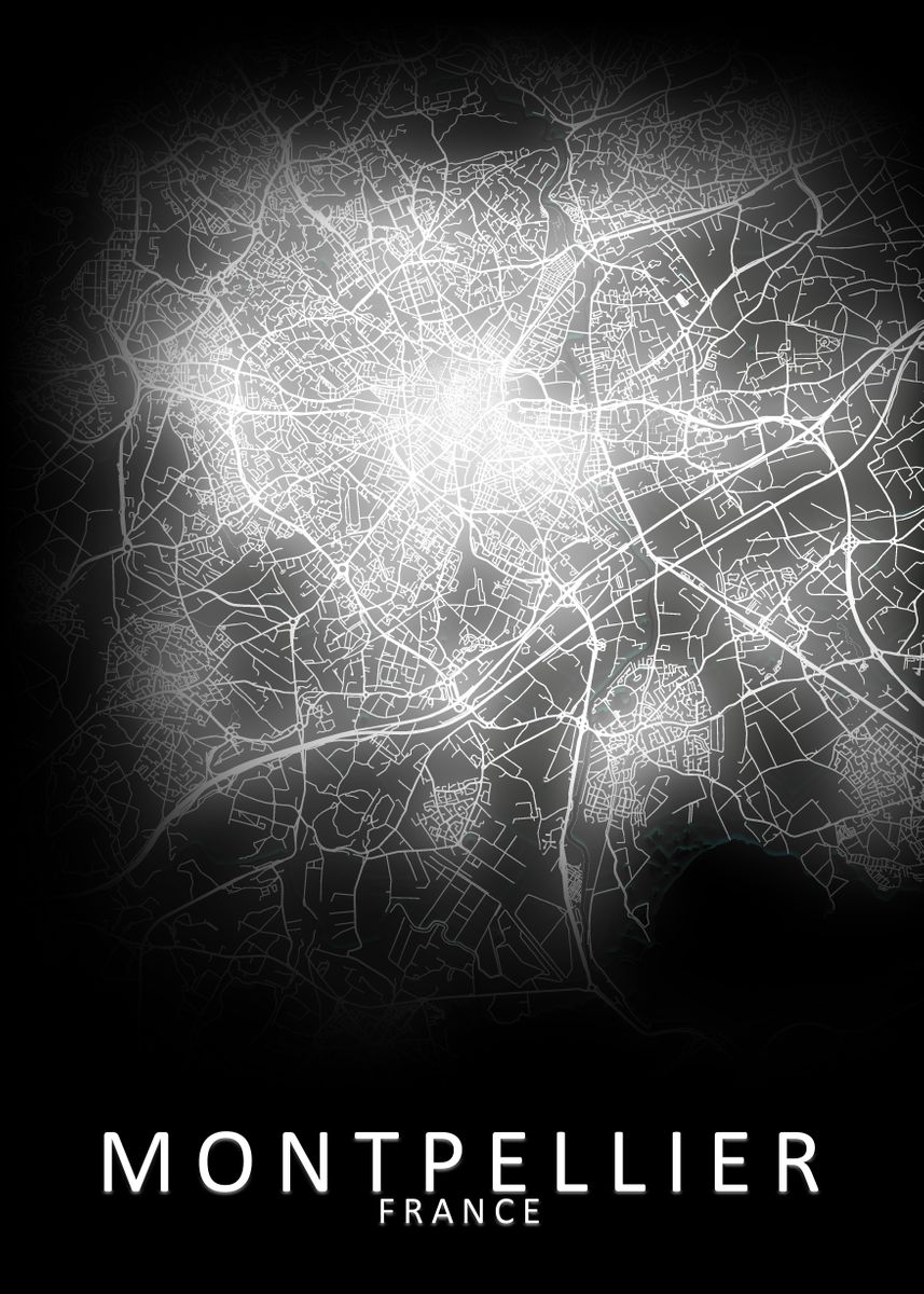 'Montpellier France Map' Poster by City Map Art Prints | Displate