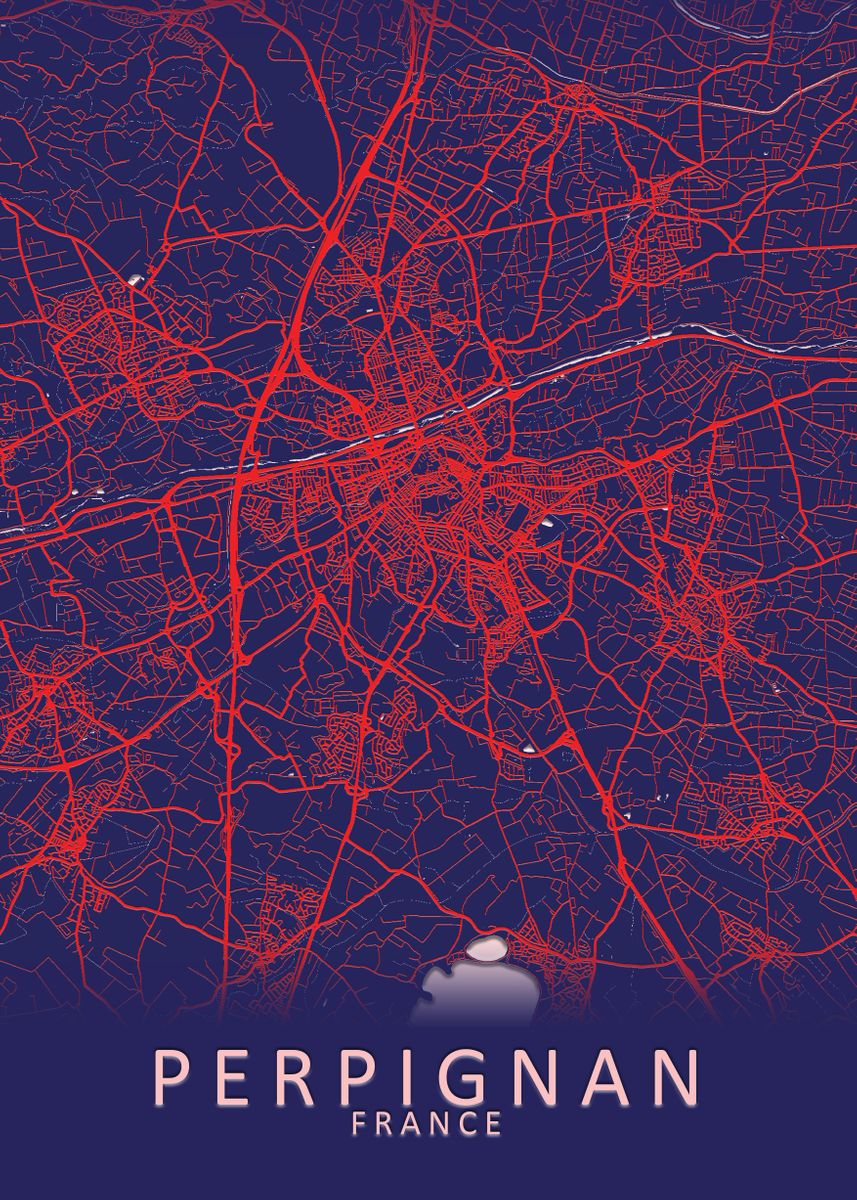 'Perpignan France City Map' Poster by City Map Art Prints | Displate