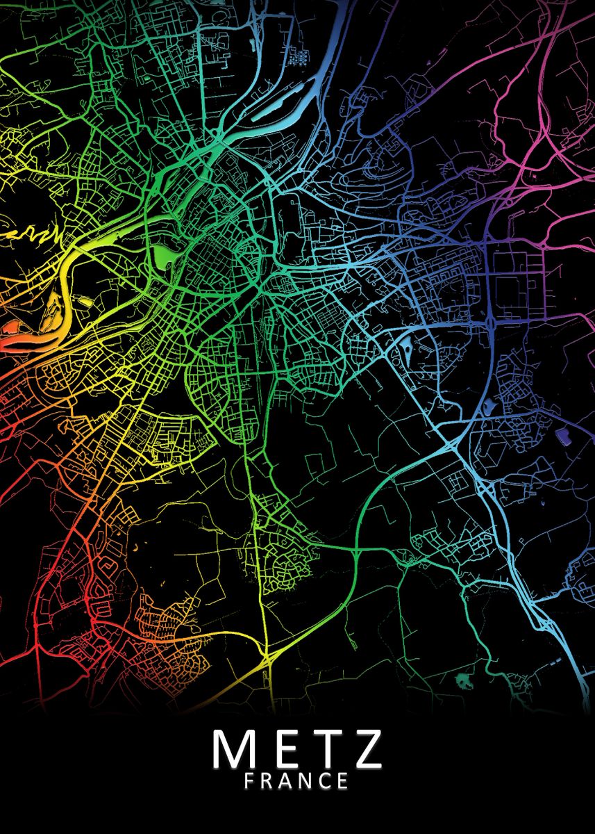 'Metz France City Map' Poster by City Map Art Prints | Displate