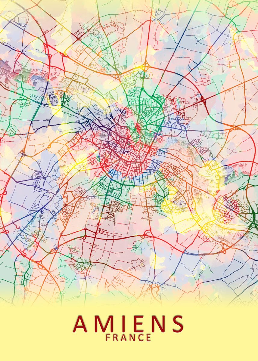 'Amiens France City Map' Poster, picture, metal print, paint by City ...