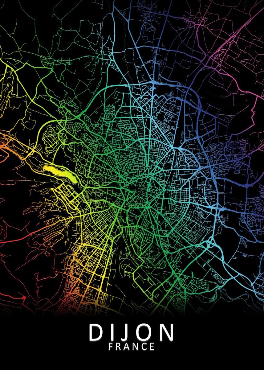 'Dijon France City Map' Poster, picture, metal print, paint by City Map ...