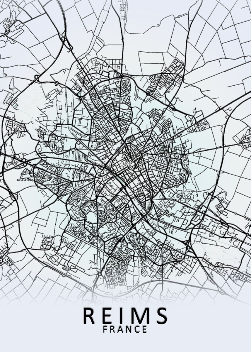 'Reims France City Map' Poster, picture, metal print, paint by City Map ...