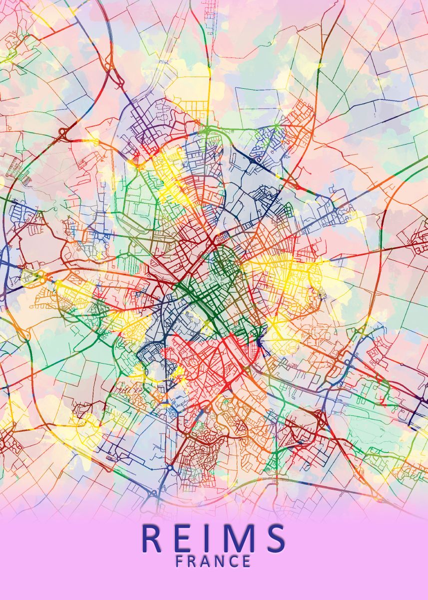 'Reims France City Map' Poster, picture, metal print, paint by City Map ...