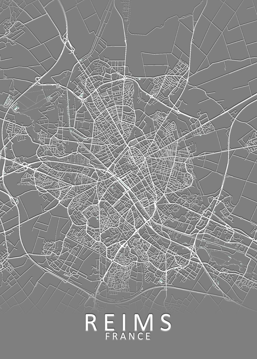 'Reims France City Map' Poster, picture, metal print, paint by City Map ...
