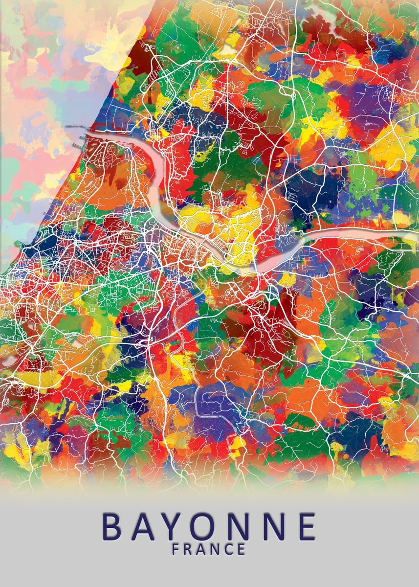 'Bayonne France City Map' Poster, picture, metal print, paint by City ...
