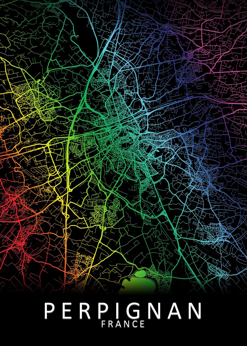 'Perpignan France City Map' Poster, picture, metal print, paint by City ...