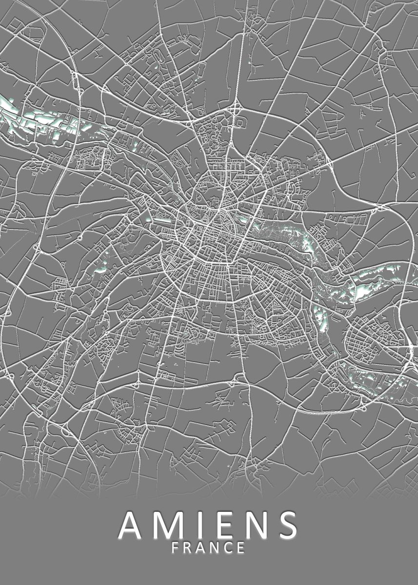 'Amiens France City Map' Poster, picture, metal print, paint by City ...