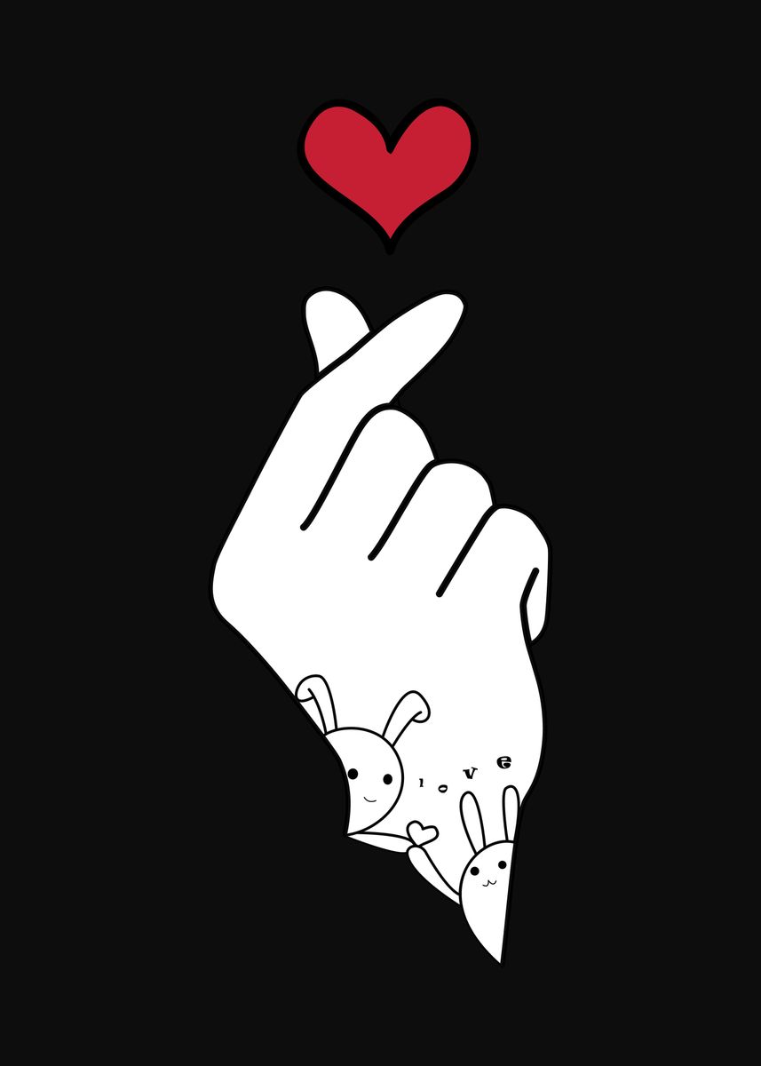 'Fingerheart sign Saranghae' Poster, picture, metal print, paint by ...