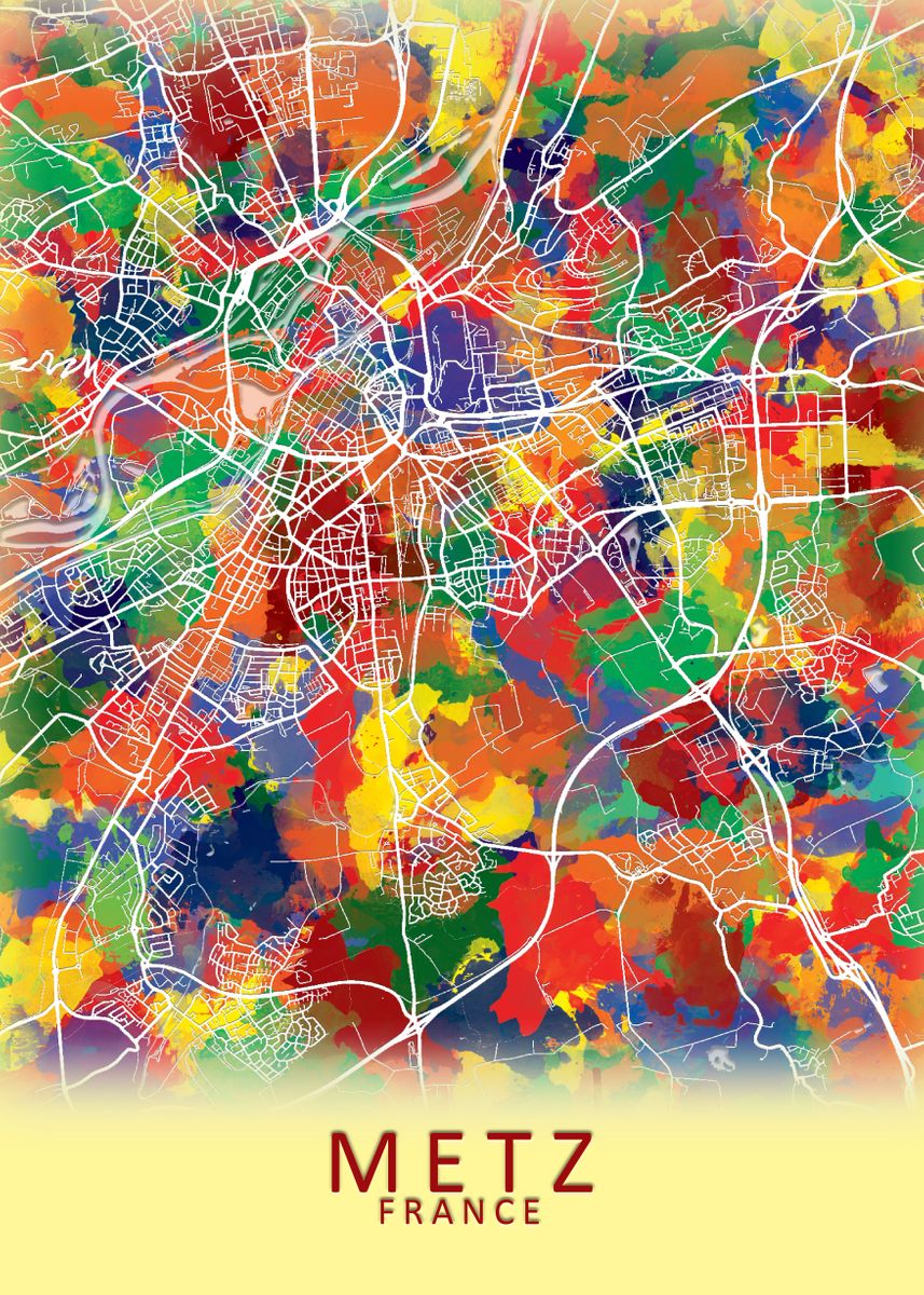 'Metz France City Map' Poster, picture, metal print, paint by City Map ...