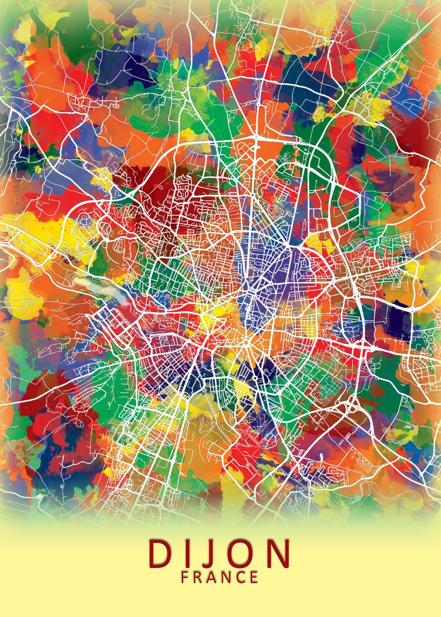 'Dijon France City Map' Poster, picture, metal print, paint by City Map ...