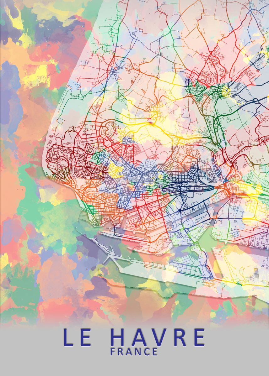 'Le Havre France City Map' Poster, picture, metal print, paint by City ...