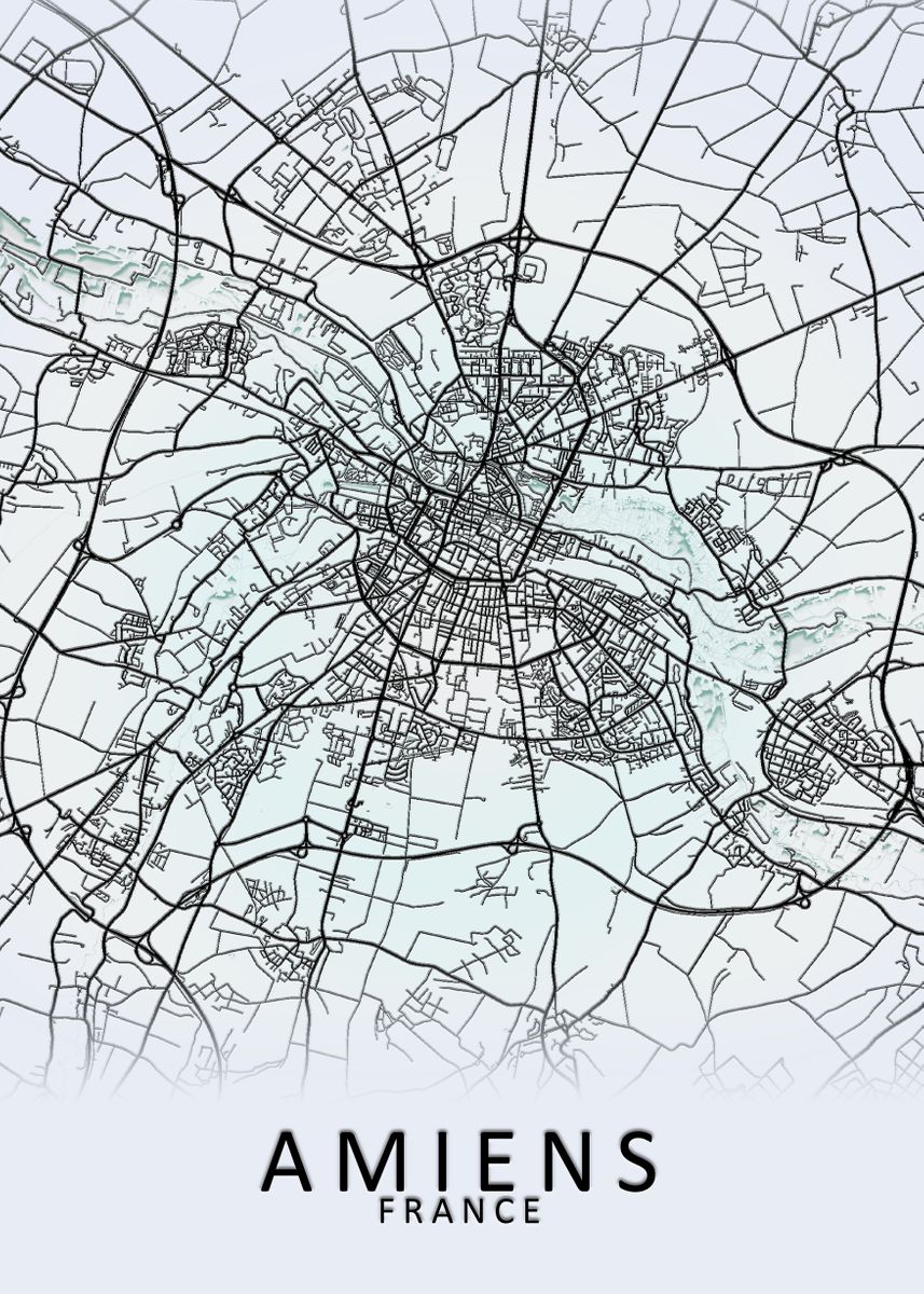 'Amiens France City Map' Poster, picture, metal print, paint by City ...