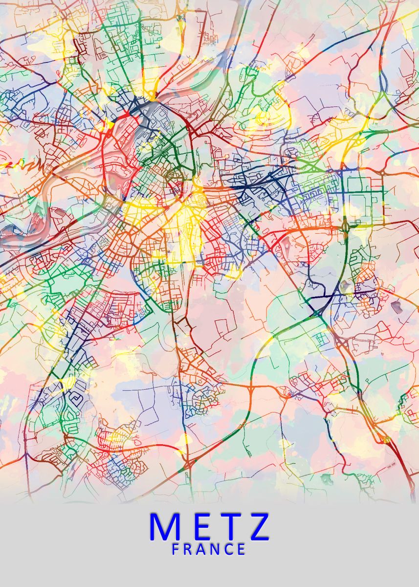'Metz France City Map' Poster, picture, metal print, paint by City Map ...