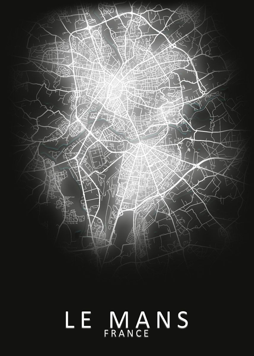 'Le Mans France City Map' Poster, picture, metal print, paint by City ...