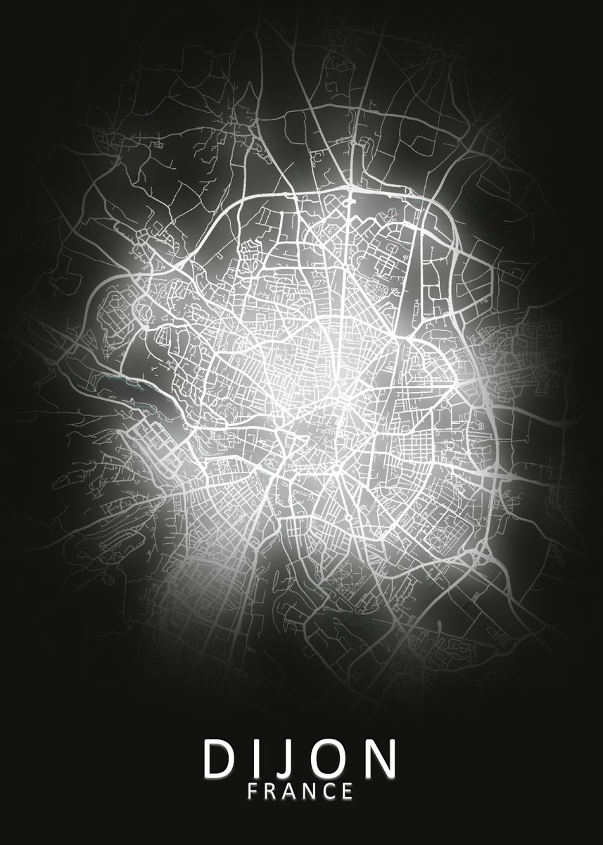 'Dijon France City Map' Poster, picture, metal print, paint by City Map ...