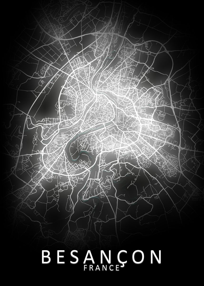 'Besancon France City Map' Poster, picture, metal print, paint by City ...