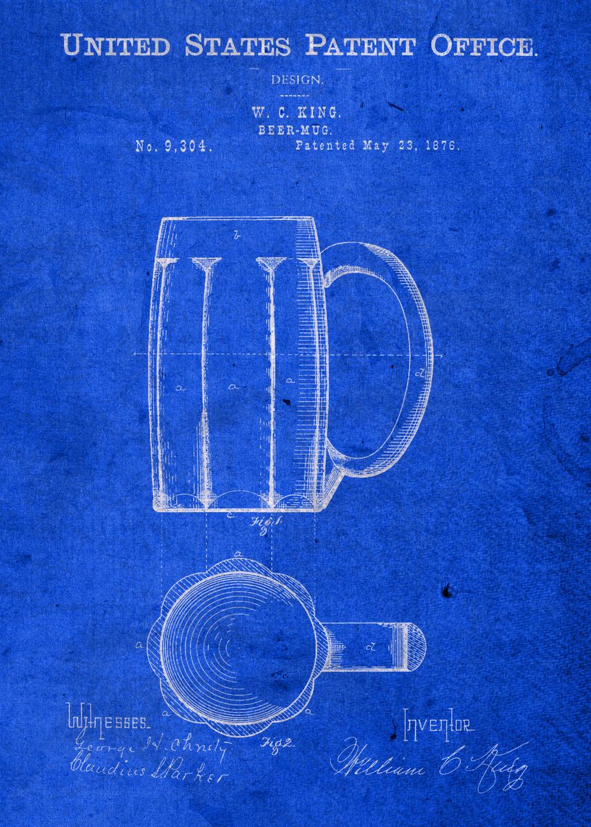 'Beer Mug Patent Blueprint' Poster by Design Turnpike | Displate