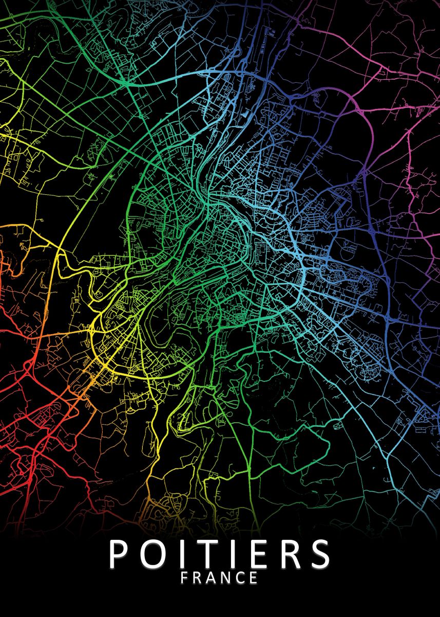 'Poitiers France City Map' Poster, picture, metal print, paint by City ...