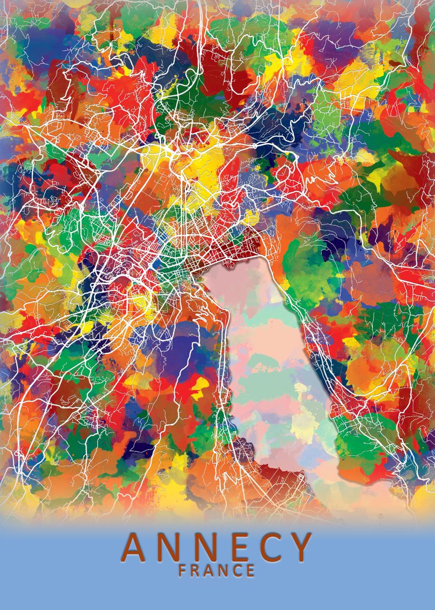 'Annecy France City Map' Poster by City Map Art Prints | Displate