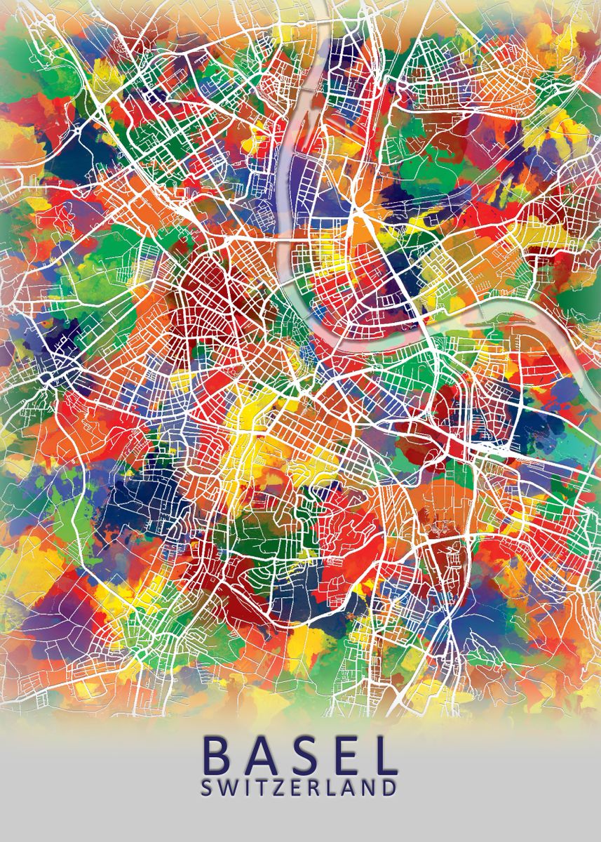 'Basel Switzerland City Map' Poster by City Map Art Prints | Displate