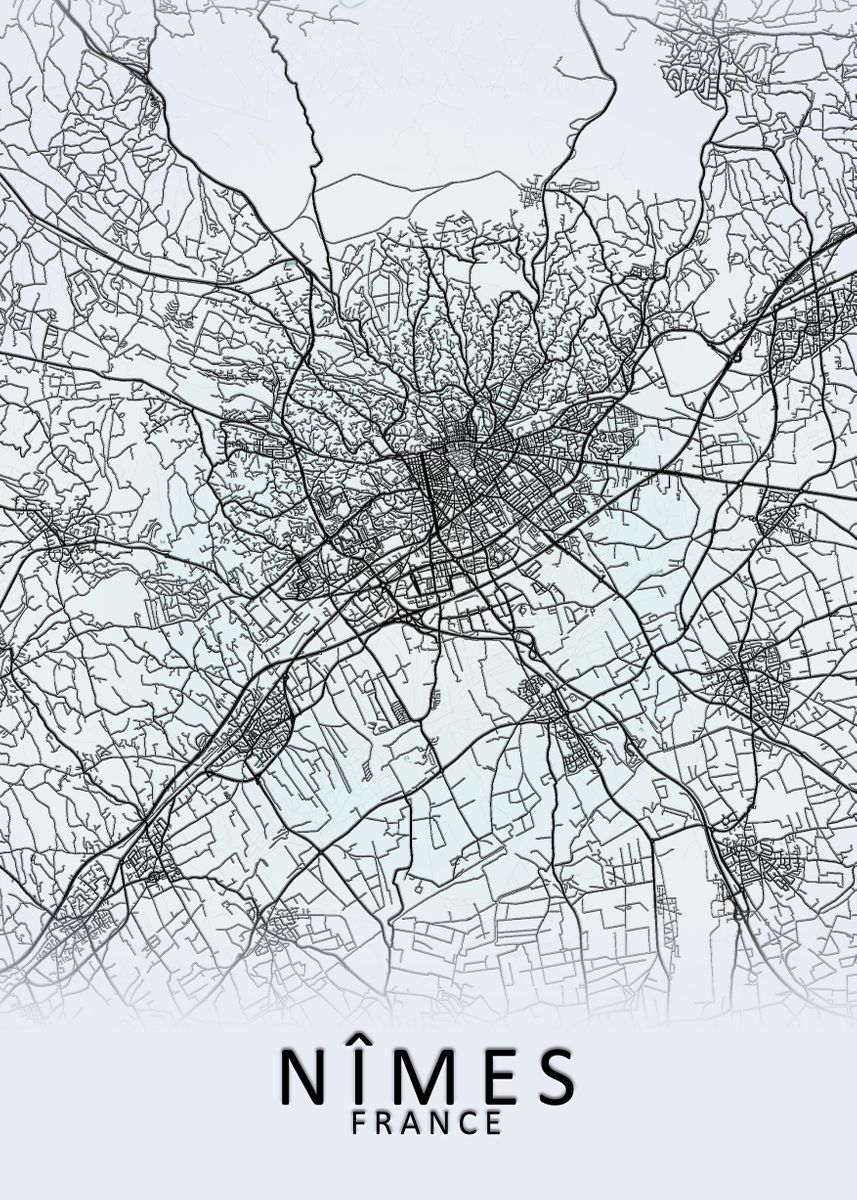 'Nimes France City Map' Poster, picture, metal print, paint by City Map ...