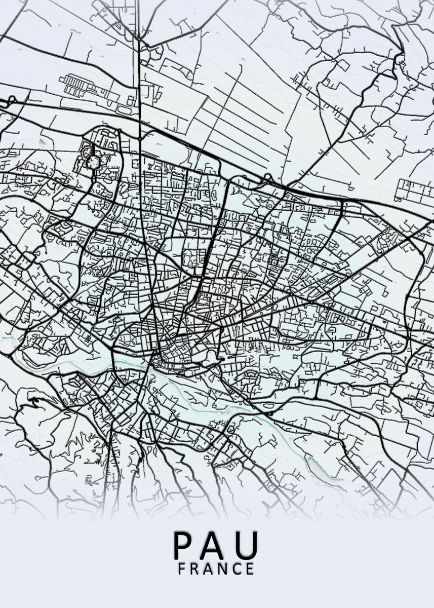 'Pau France City Map' Poster, picture, metal print, paint by City Map ...