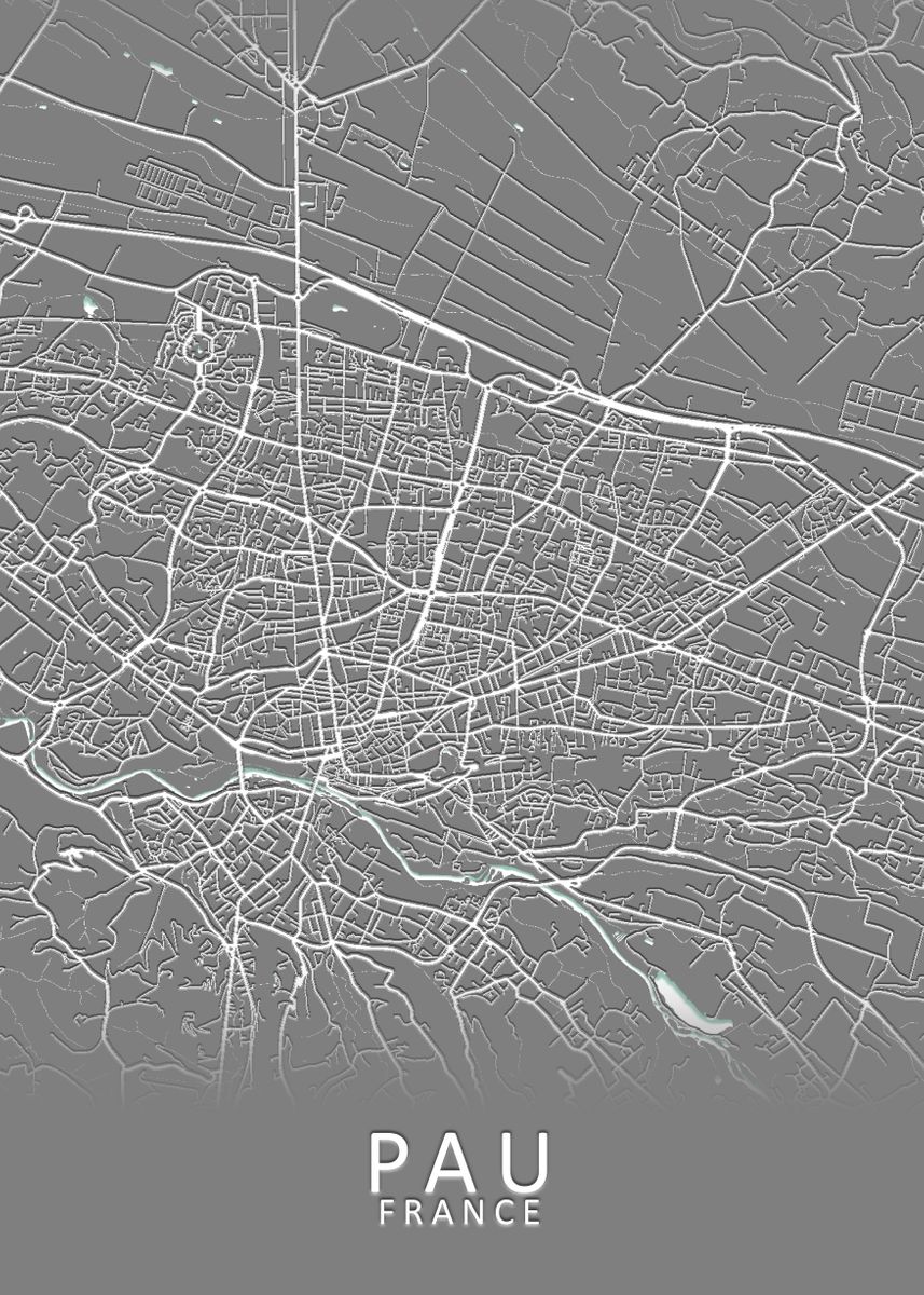 'Pau France City Map' Poster by City Map Art Prints | Displate
