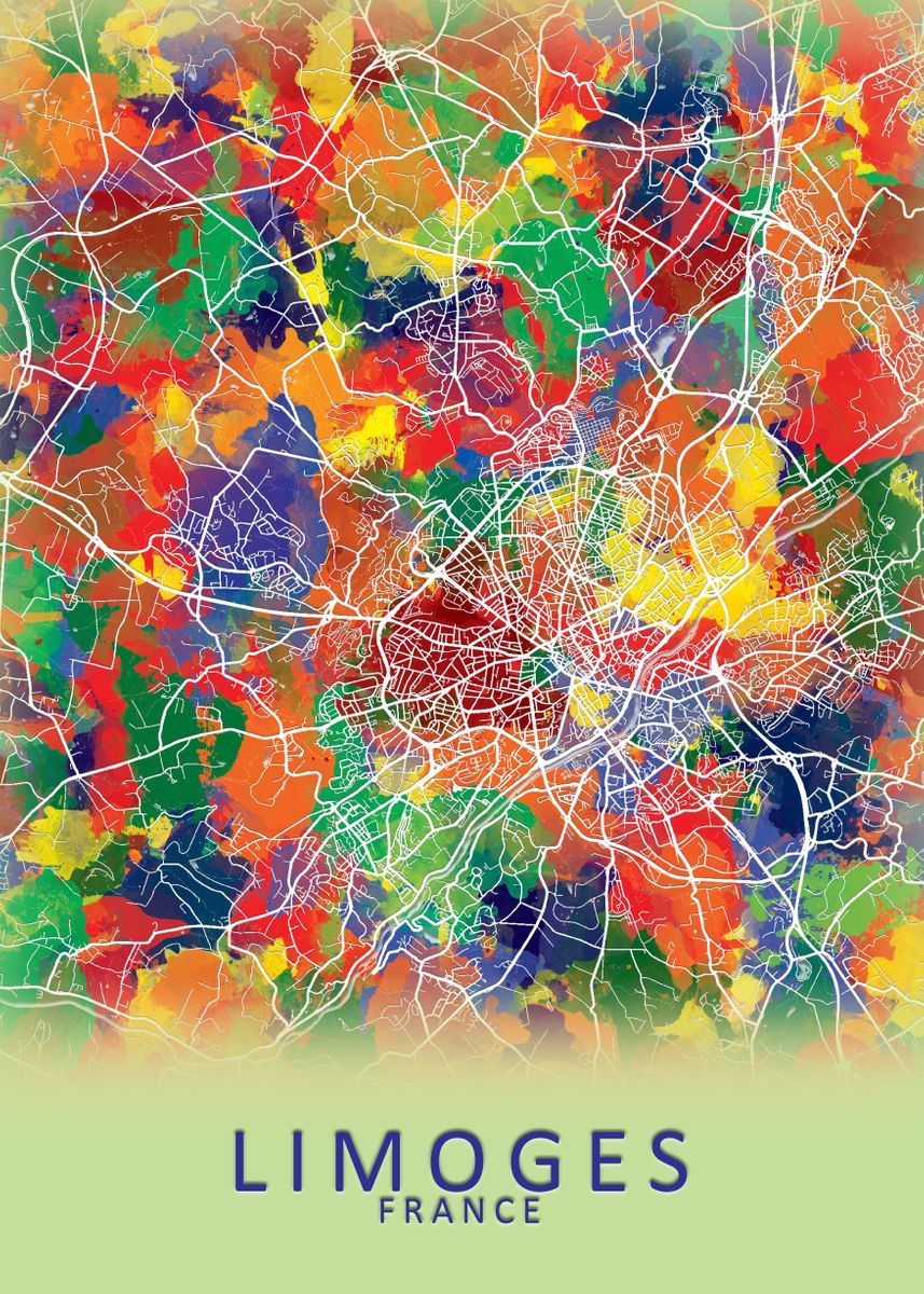 'Limoges France City Map' Poster by City Map Art Prints | Displate