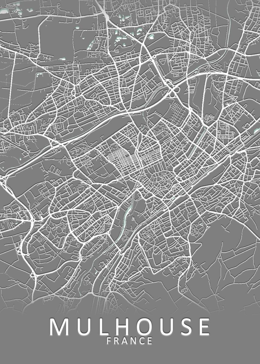 'Mulhouse France City Map' Poster by City Map Art Prints | Displate