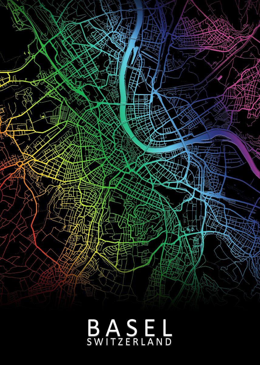 'Basel Switzerland City Map' Poster by City Map Art Prints | Displate